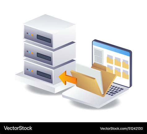 computer folder data with technology server vector image