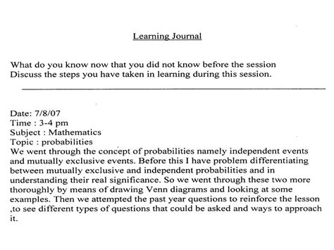 ST A R S Peer To Peer Learning Journal And Progress Report Samples