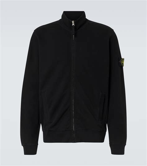Compass Cotton Fleece Zip Up Sweater In Black Stone Island Mytheresa