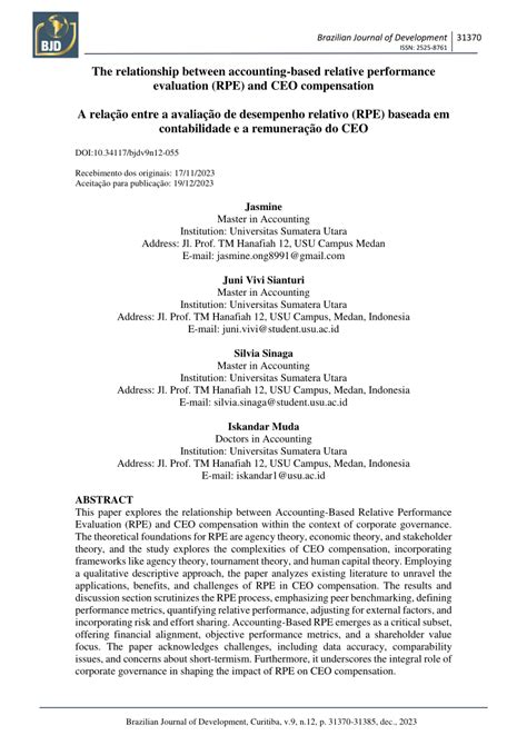 Pdf The Relationship Between Accounting Based Relative Performance Evaluation Rpe And Ceo