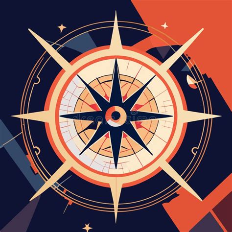 Vector Illustration Of A Compass On A Background Of Geometric Shapes