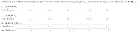 Solved Find The Sequences Of Difference For Those Sequences Chegg Com