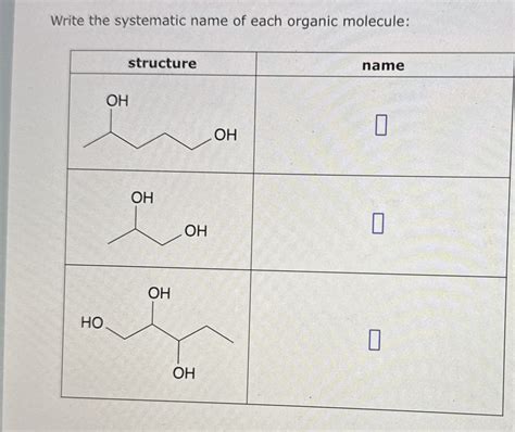 Solved Write The Systematic Name Of Each Organic