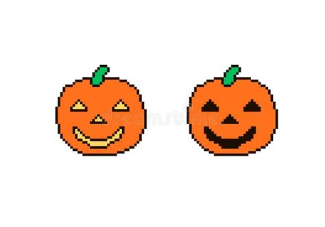 Halloween Pumpkins Pixel 8 Bit Colored Icon Vector Stock Vector