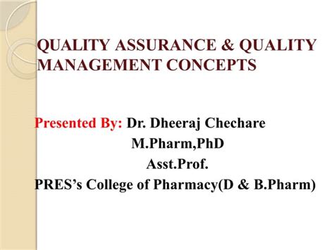 quality assurance and management concepts pptx