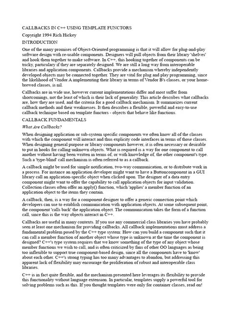 Call Backs Pdf C Class Computer Programming