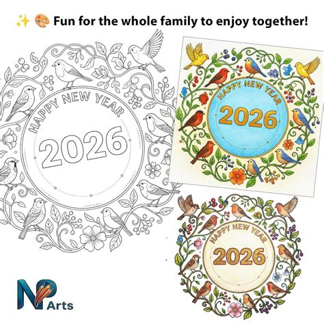 2026 New Year Coloring Pages 24 Bold Designs Pdf Download Etsy