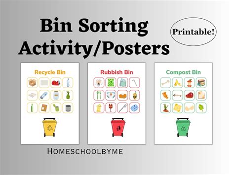 Bin Sorting Activity Printable Poster Rubbish Recycling Etsy