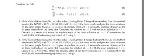Solved Consider The Ivps D1ovasisb Va 1 Write A