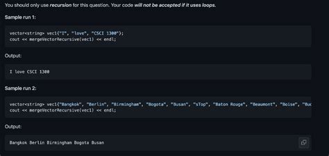 Solved Question 1 3 Points Mergevector Recursion Write A
