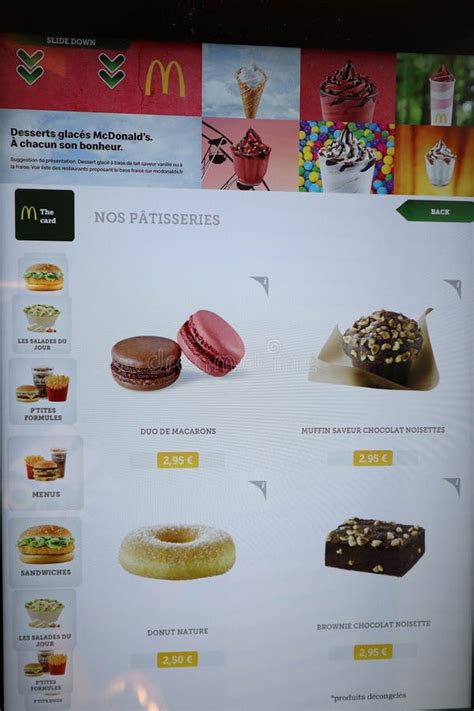 Paris France July 9 2023 Digital Mcdonalds Menu Shows Desserts Available For Order Editorial