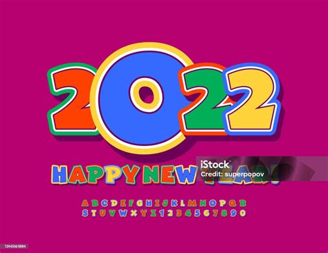 벡터 귀여운 인사말 카드 새해 복 사 도 2022 스티커 장난 알파벳 문자 및 숫자 세트 12월 31일에 대한 스톡 벡터 아트 및 기타 이미지 12월 31일 겨울