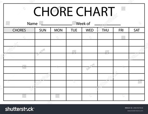 Weekly Chore Chart Blank Template Clipart Stock Vector Royalty Free Shutterstock