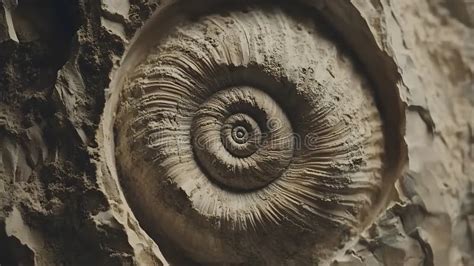 Detailed Ammonite Fossil In Stone Spiral Shell Royalty Free Image Stock Illustration