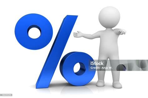 백분율 기호 금리 판매 기호 마케팅 금융 아이콘 절연 가리키는 흰색 스틱 그림 남자와 3 차원 블루 3차원 형태에 대한 스톡 사진 및 기타 이미지 Istock