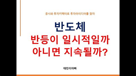 반도체 반등이 일시적일까 아니면 지속될까 Youtube