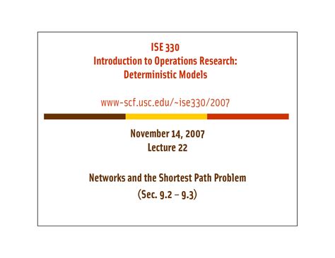 Networks And The Shortest Path Problem Notes Ise 330 Docsity