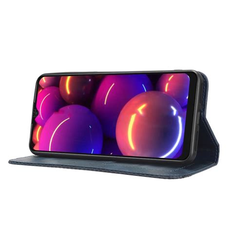 For Tcl I Magnetic Buckle Retro Texture Leather Phone Case Blue Alexnld Com