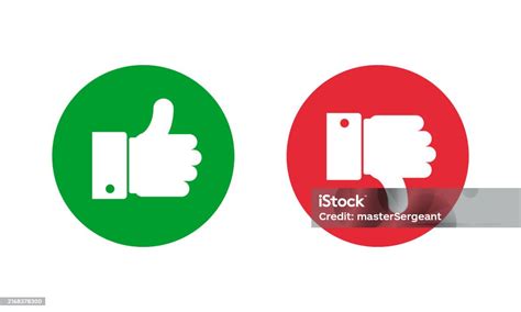Green Thumb Up And Red Thumb Down Round Solid Vector Icons Like And