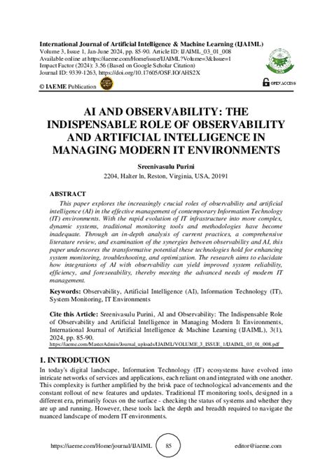 Pdf Ai And Observability The Indispensable Role Of Observability And