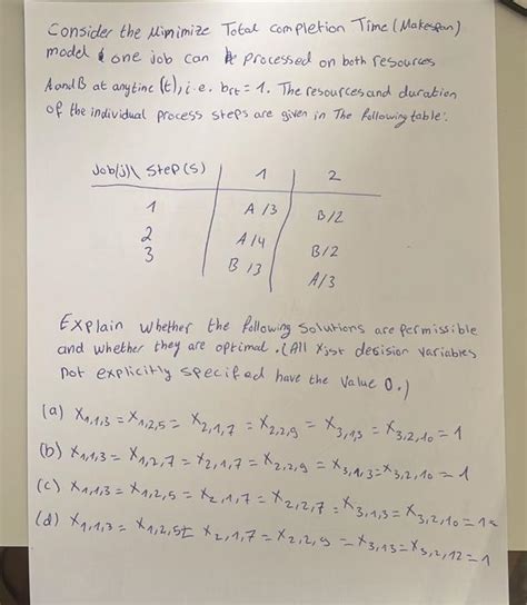 Solved Consider The Mimimize Total Completion Time