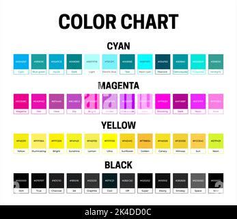 Magenta Color Palette Chart With Color Names And Hex Codes Stock Vector Image Art Alamy