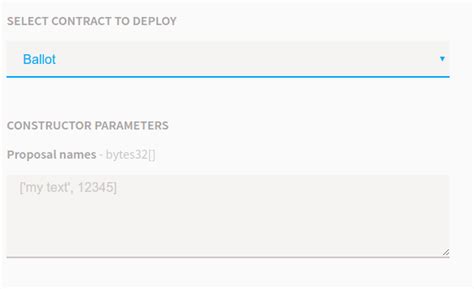 solidity parameters for deploying ballet smart contract using