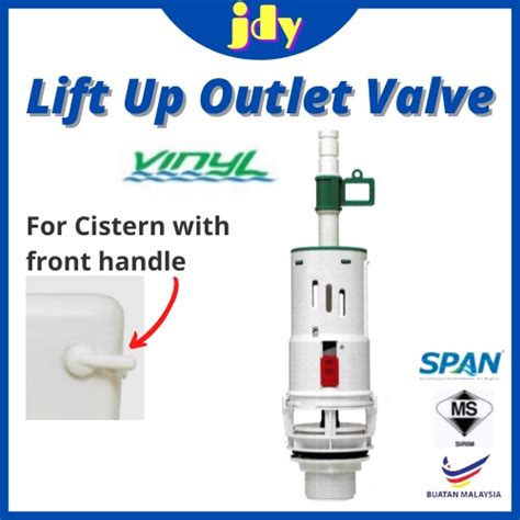 Vinyl Lift Up Valve For Toilet Cistern Front Lever Handle Type Low