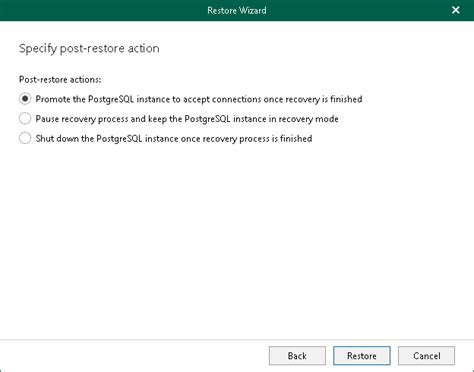 Step 6 Specify Post Restore Action Veeam Backup Explorers Guide