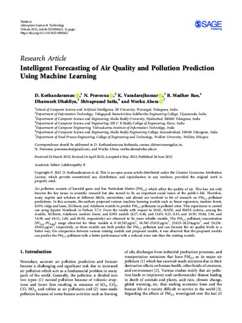Pdf Intelligent Forecasting Of Air Quality And Pollution Prediction