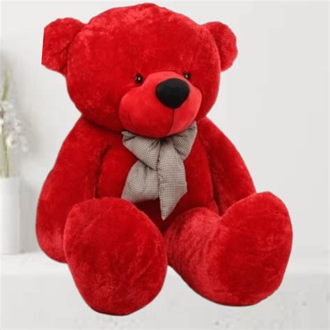 Redish Teddy Bear Luv Flower And Cake