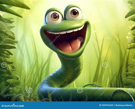 Cartoon Worm Smiling Made With Generative Ai Illustration Stock