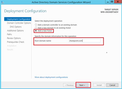 Sharepoint Served Configuration Active Directory Domain Services For