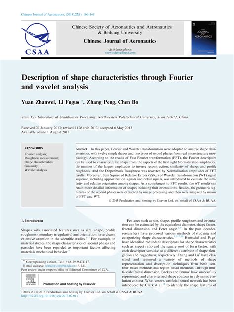 Pdf Description Of Shape Characteristics Through Fourier And Wavelet