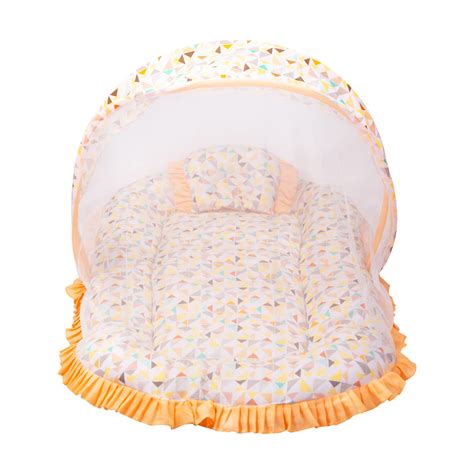 Buy Mee Mee Soft Bed Mattress Set With Mosquito Net Neck Pillow And Zip Closure 100 Cotton