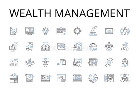 Asset Allocation Line Icons Collection Diversification Risk Management Portfolios