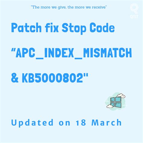 Patch To Fix Stop Code APC INDEX MISMATCH KB Updated March QTitHow Com