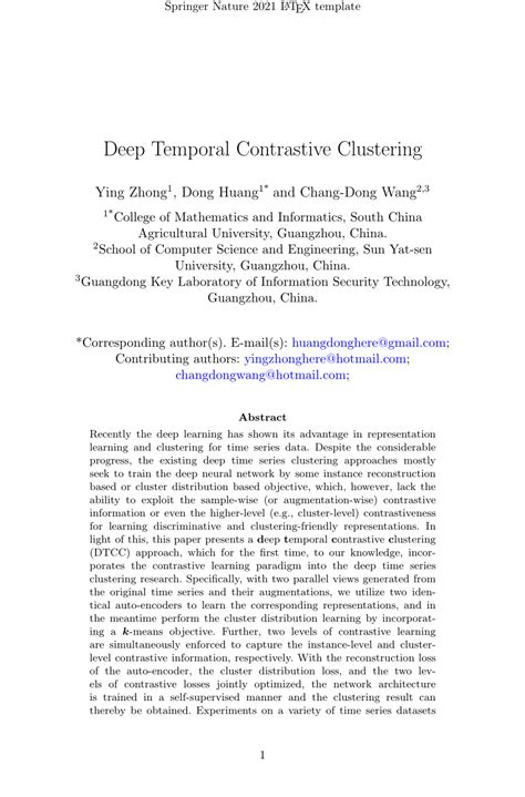 Pdf Deep Temporal Contrastive Clustering