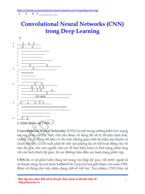 convolutional neural networks cnn trong deep learning pdf