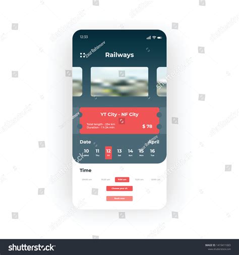 Vektor Stok Online Railways Ticket Ui Ux Gui Tanpa Royalti 1419411065