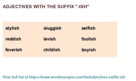 Adjectives With The Suffix Ish 1000 Results
