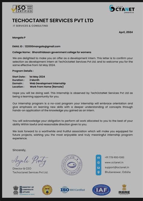 Mangala Parameswaran On Linkedin Webdevelopment Internship Techcareer Innovation Coding