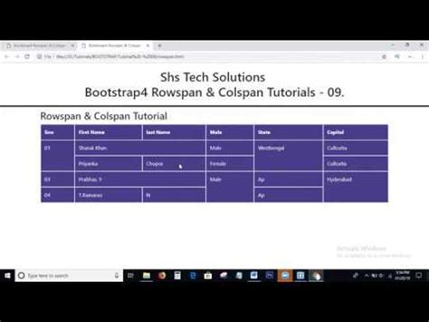 Bootstrap Tutorials Bootstrap Rowspan And Colspan Bootstrap Tables Rowspan
