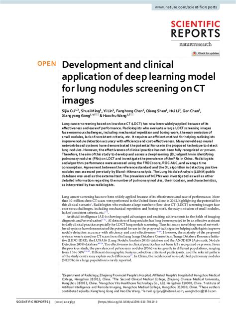 Pdf Development And Clinical Application Of Deep Learning Model For