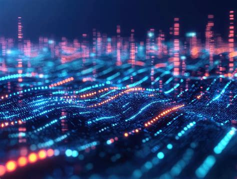 futuristic abstract digital landscape with glowing particles and waves