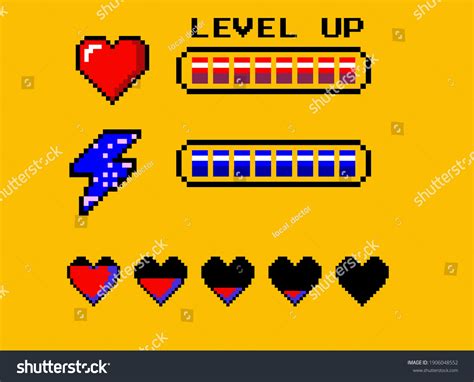 Set Pixel Art Icons Game Ui Stock Vector Royalty Free Shutterstock
