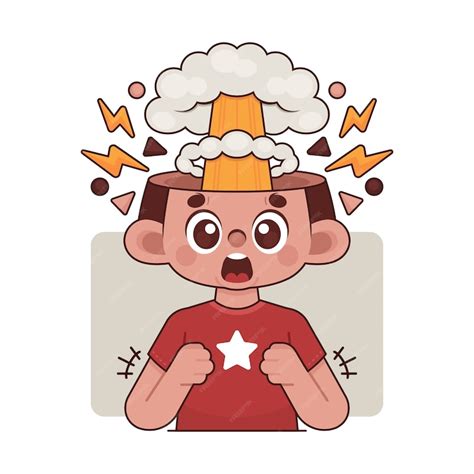Premium Vector Hand Drawn Head Exploding Cartoon Illustration