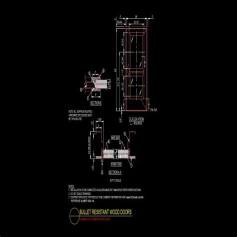 Single Door Elevation And Section Dwg File