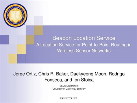 Ppt Beacon Location Service A Location Service For Point To Point Routing In Wireless Sensor