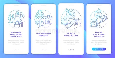 Boost Employees Skills Blue Gradient Onboarding Mobile App Screen Stock Vector Illustration Of
